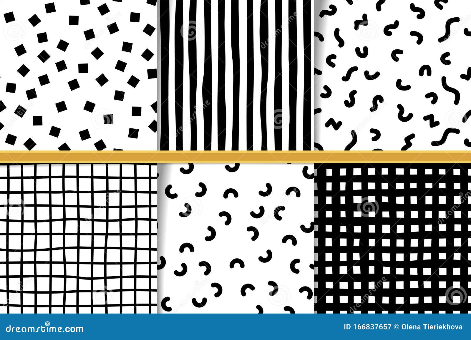 Set of Abstract Hand Drawn Monocolor Seamless Patterns Stock Vector ...