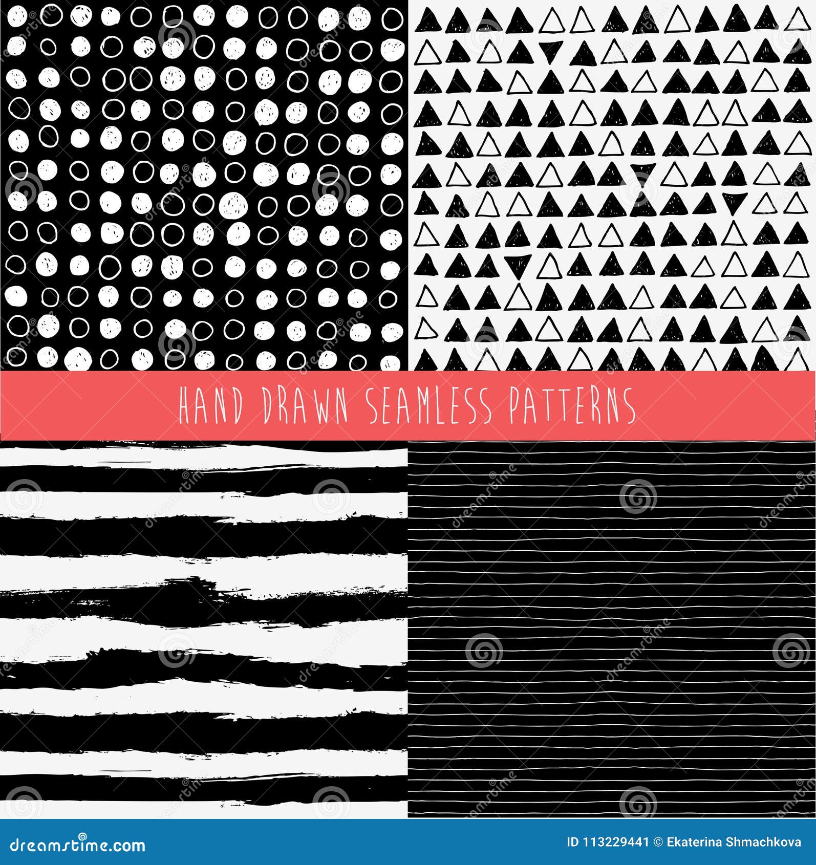 Set of Abstract Hand Drawn Patterns. Stock Illustration - Illustration ...
