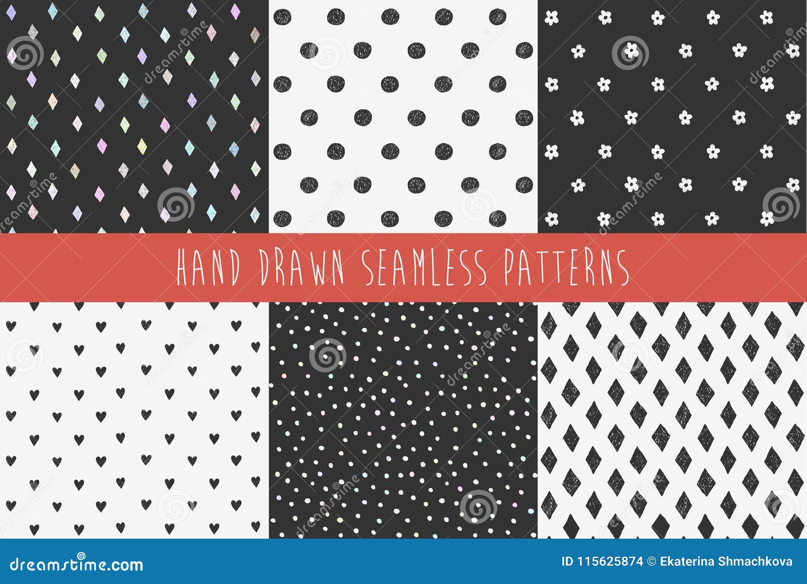 Set of Abstract Hand Drawn Patterns. Stock Illustration - Illustration ...