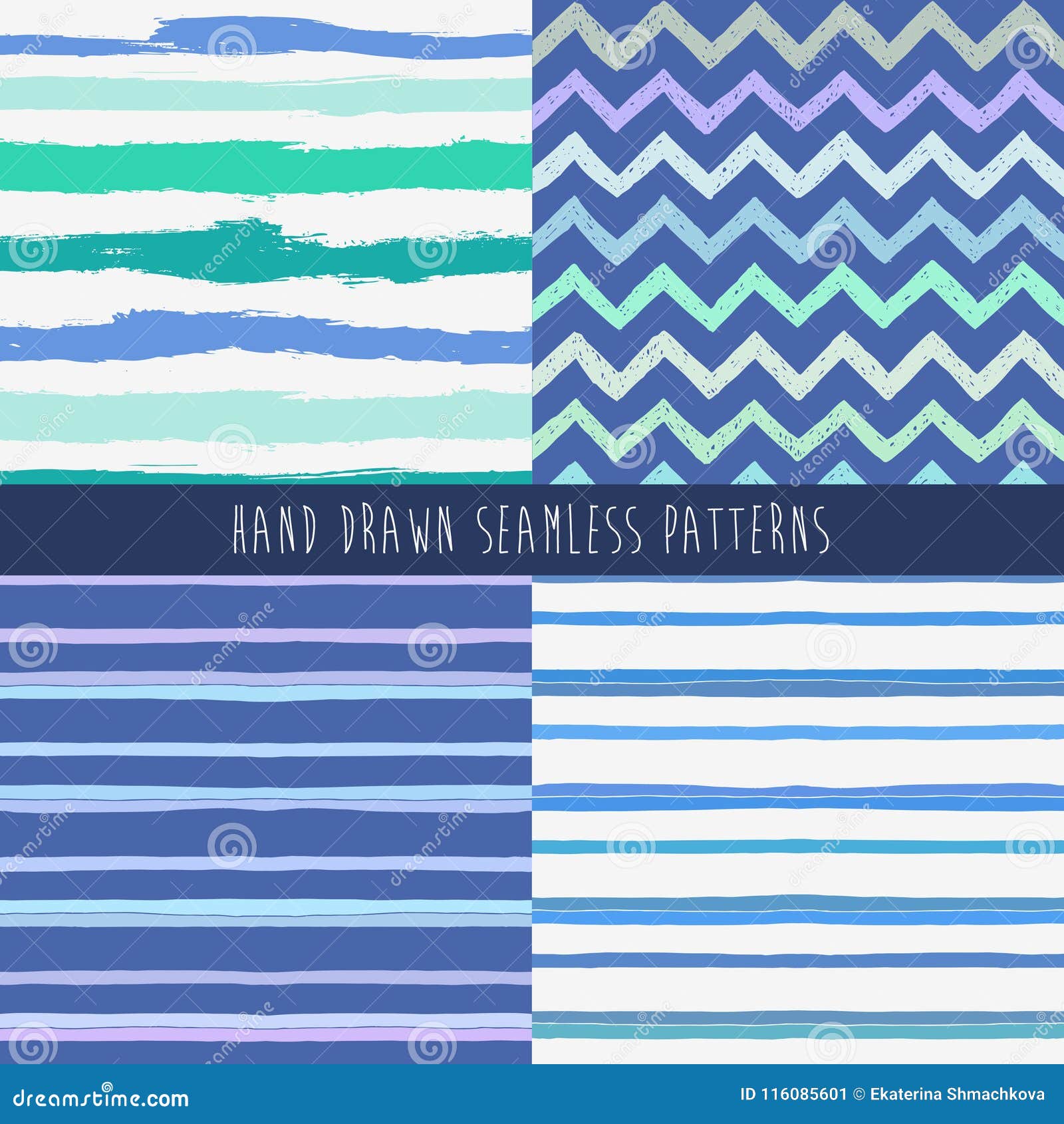 Set of Abstract Hand Drawn Patterns. Stock Illustration - Illustration ...