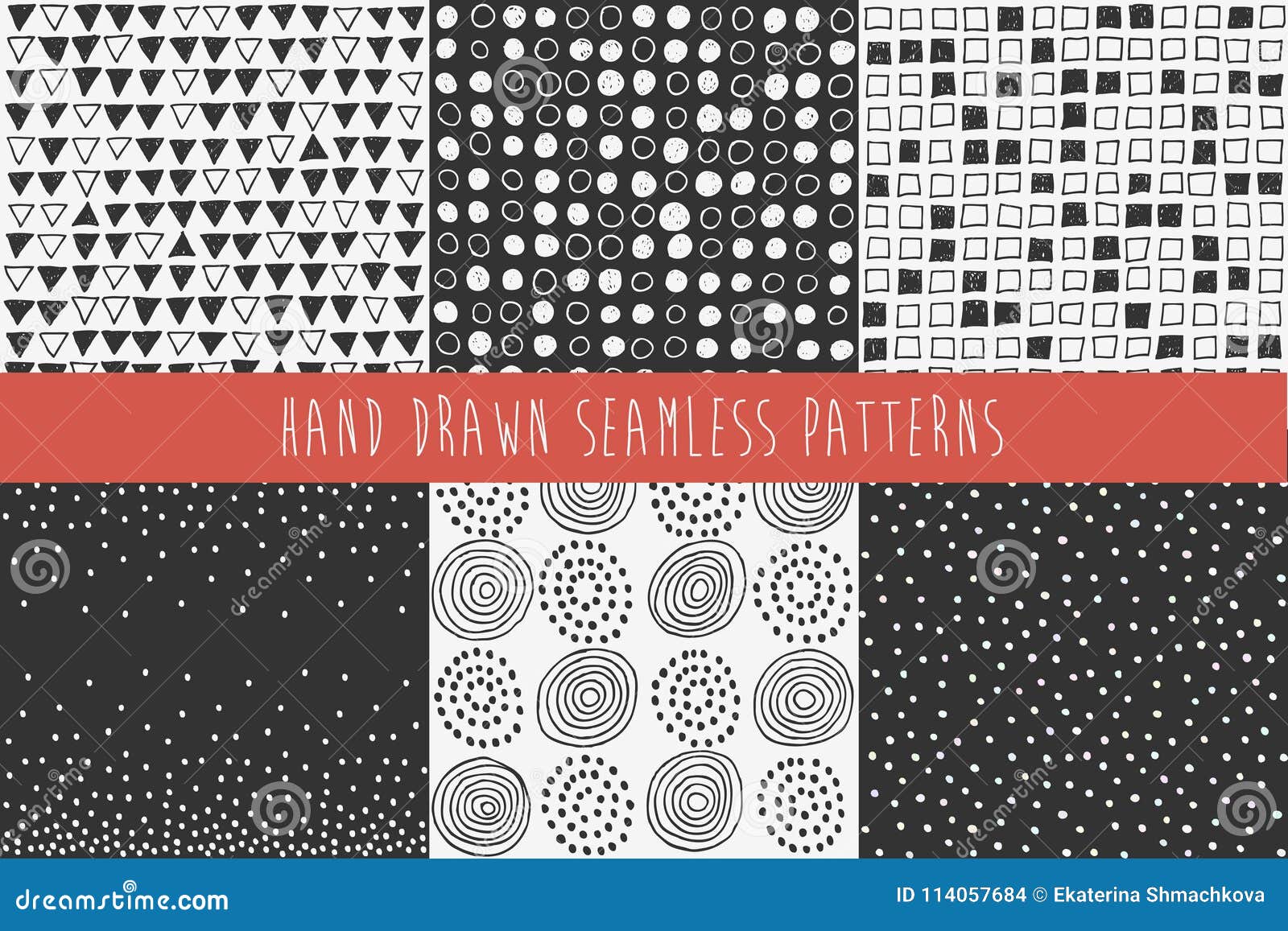 Set of Abstract Hand Drawn Patterns. Stock Illustration - Illustration ...