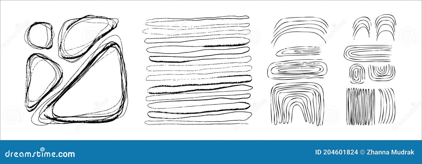 Set of Abstract Handmade Graphic Elements Isolated on White, for ...