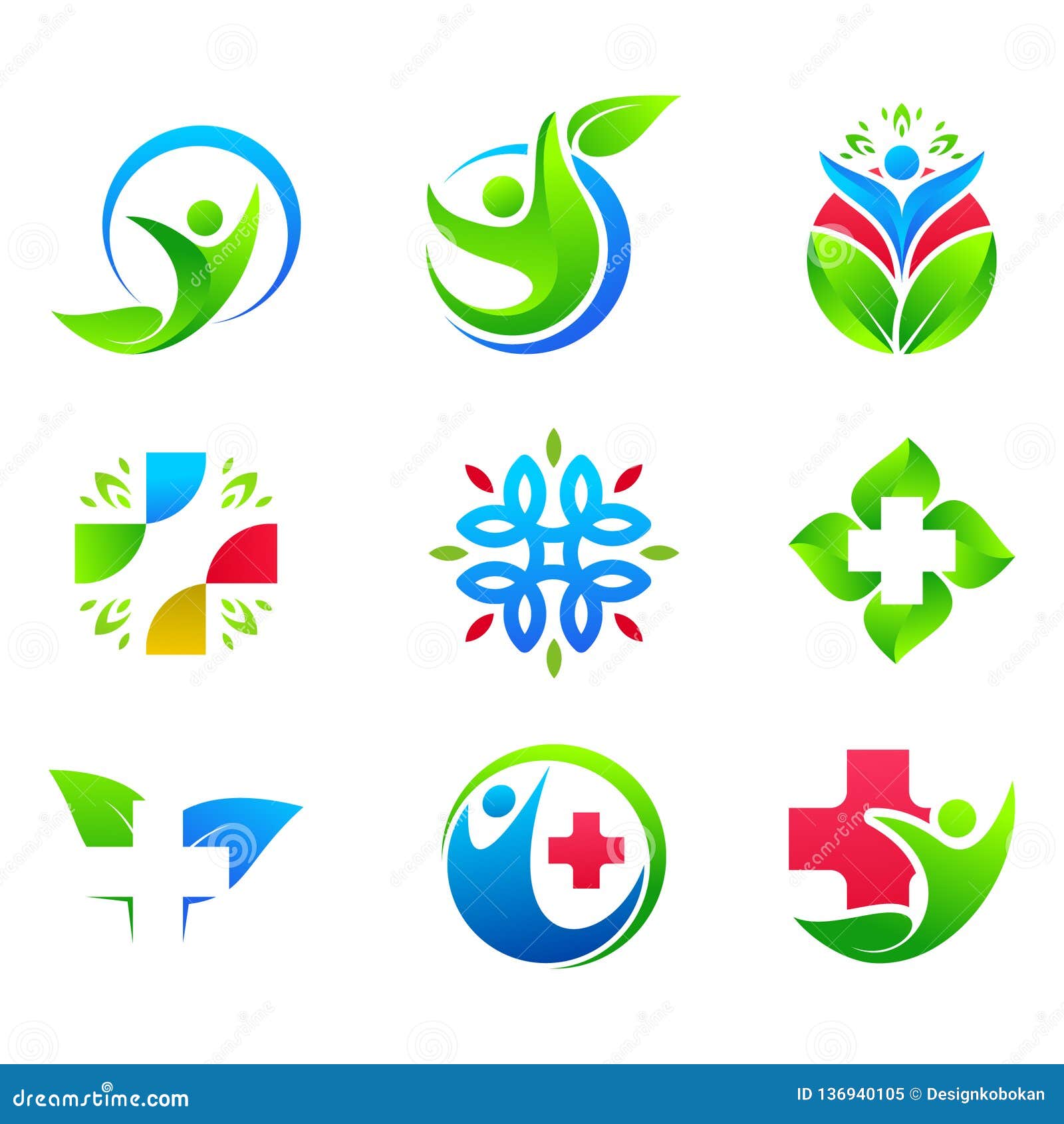 Set of Abstract Health Care Logo Vector Stock Illustration ...