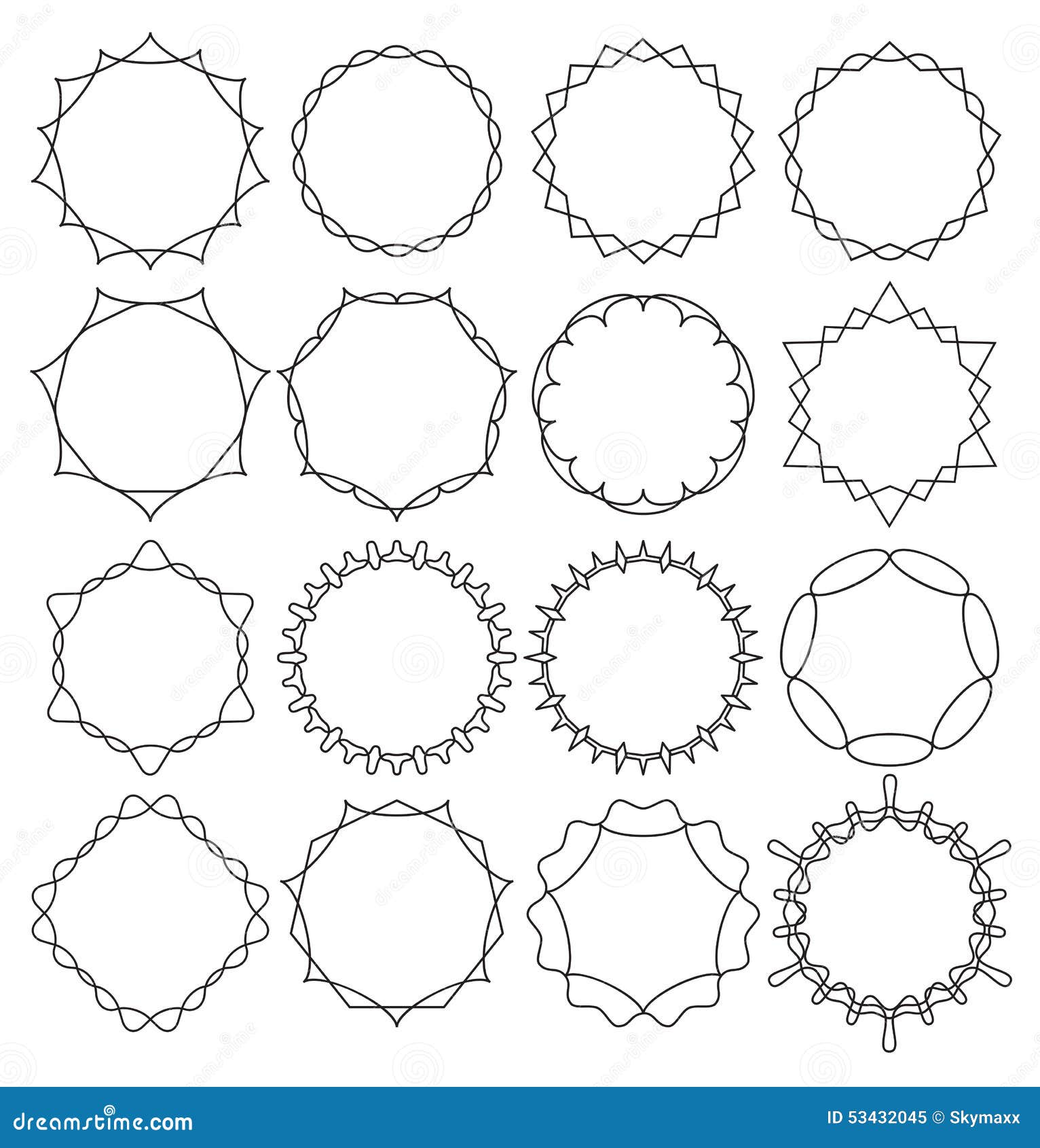 Set Of Outline Emblems And Monogram Badges Royalty-Free Stock Photo ...