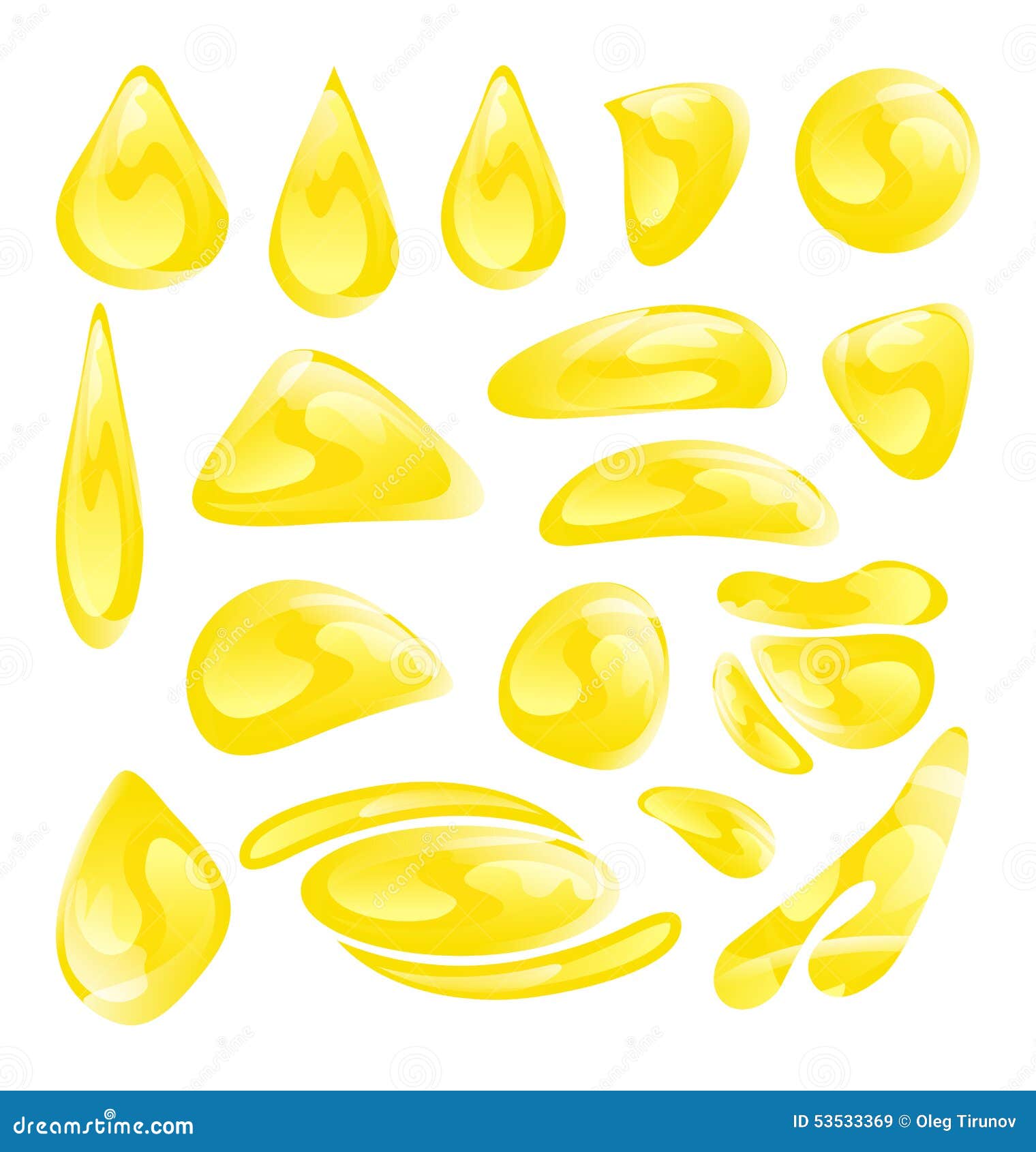 Set of Abstract Honey Drops Isolated on White Background Stock Vector ...
