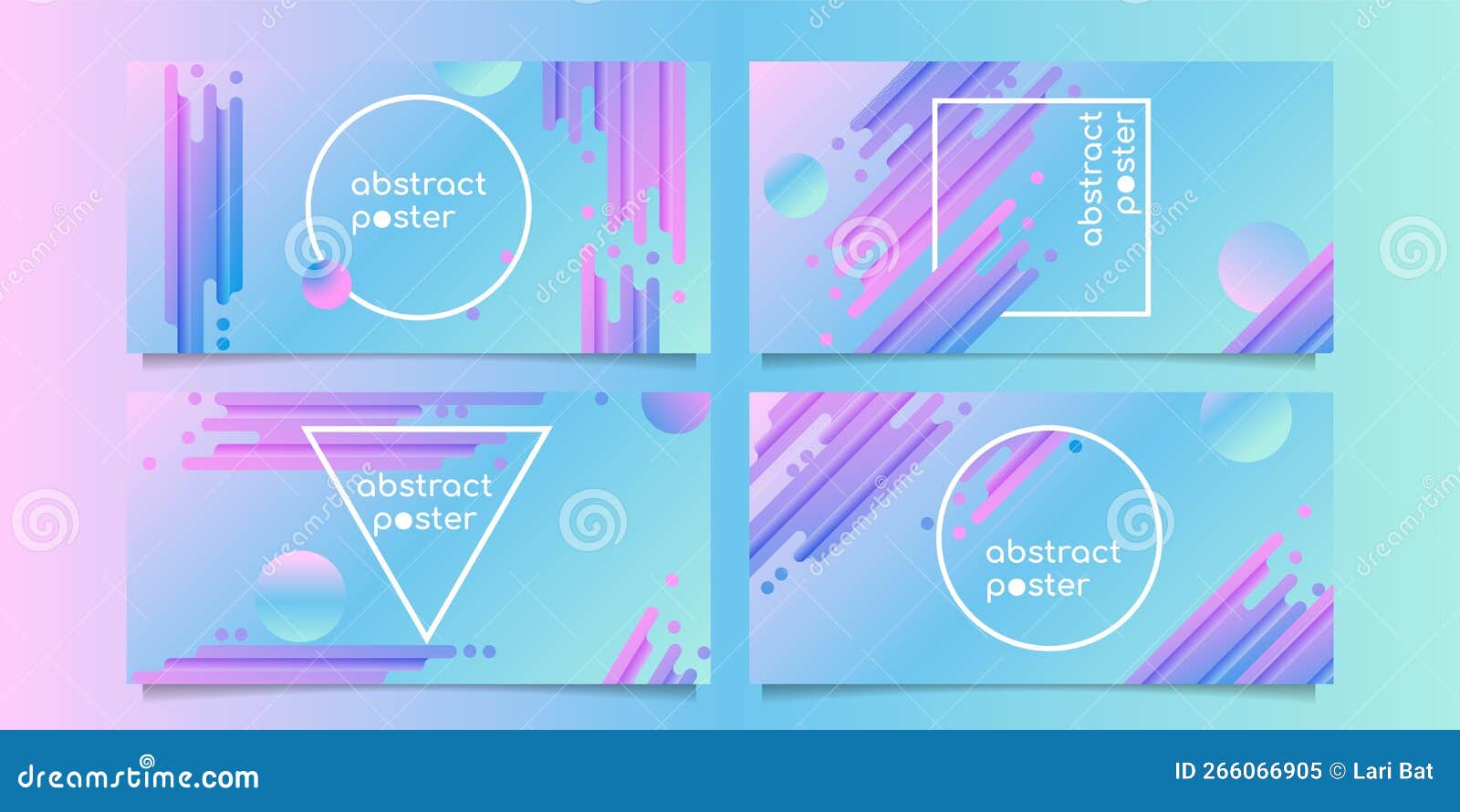 Set of Abstract Horizontal Posters with Rounded Geometric Shapes and ...