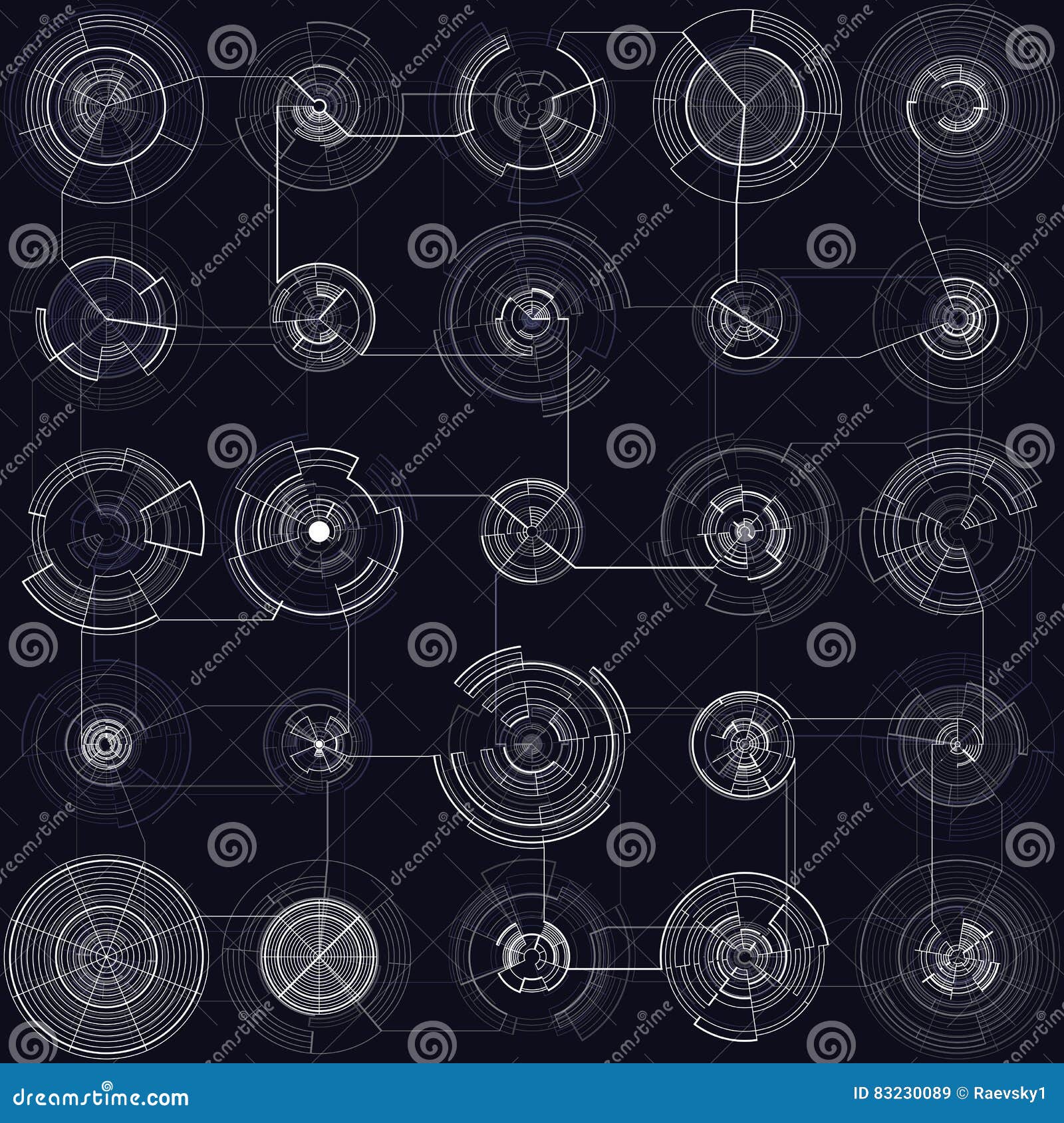 Set of Abstract Hud Elements on Black Background. High Tech Motion ...