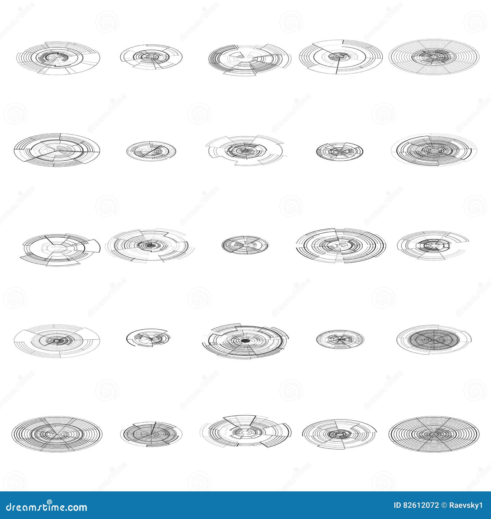 Set of Abstract Hud Elements Isolated on White Background. Stock Vector ...