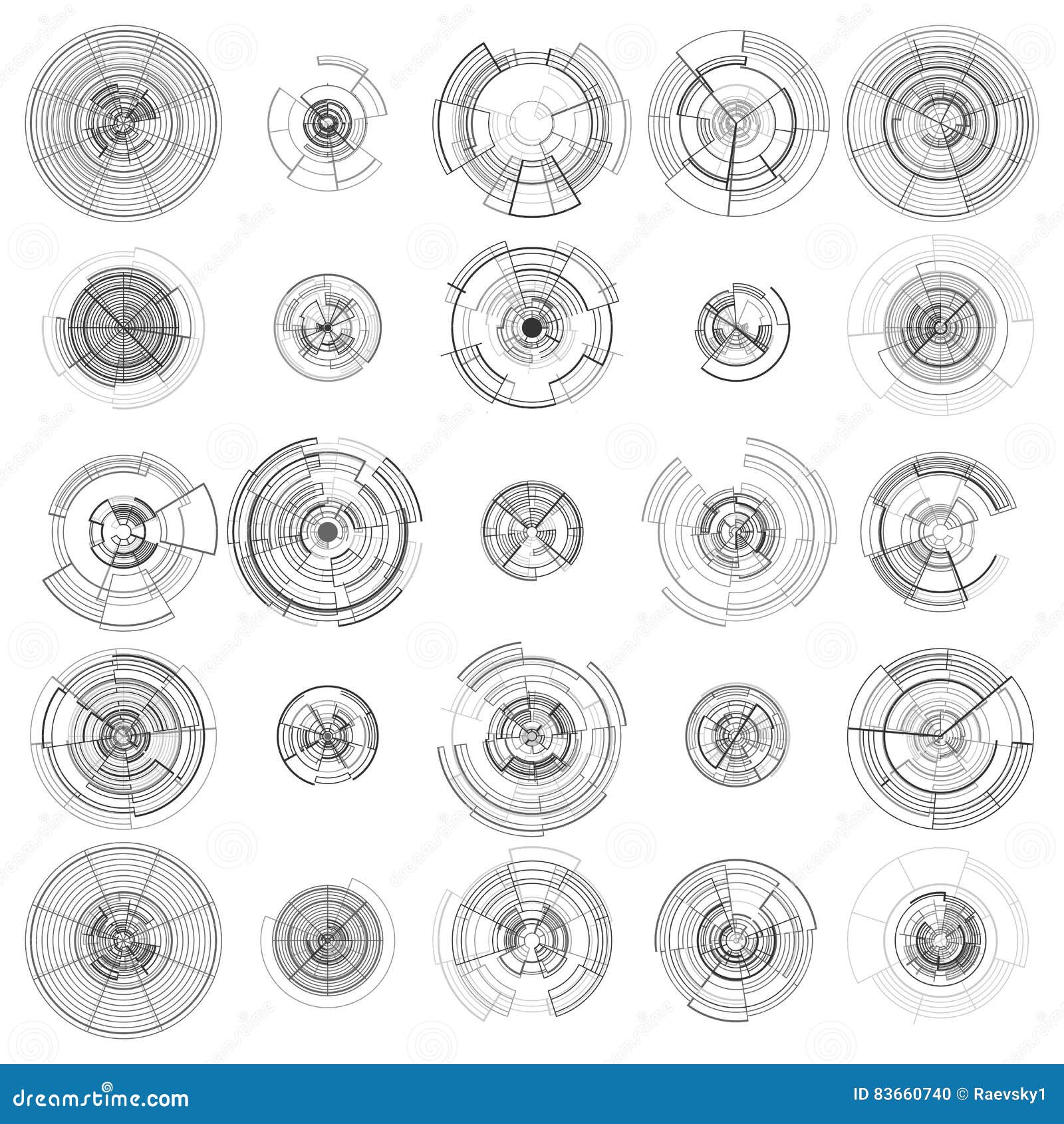 Set of Abstract Hud Elements on White Background. High Tech Motion ...