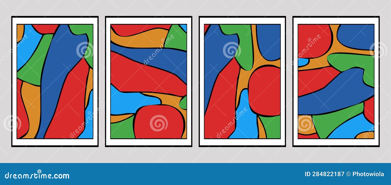 Set of 4 Abstract Illustration for Print, Fabric Pattern, for Use in ...