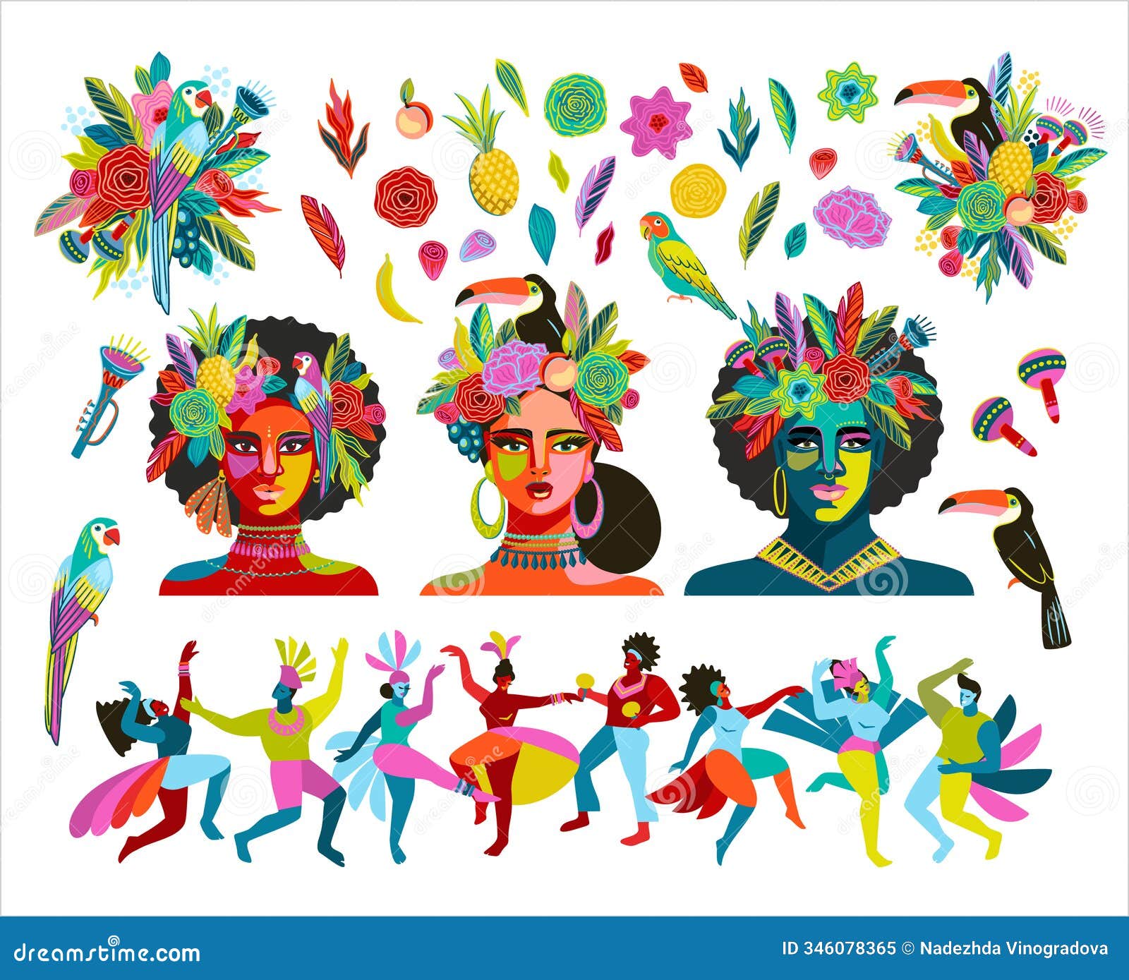Set of Abstract Illustrations. Brazil Carnival Stock Vector ...