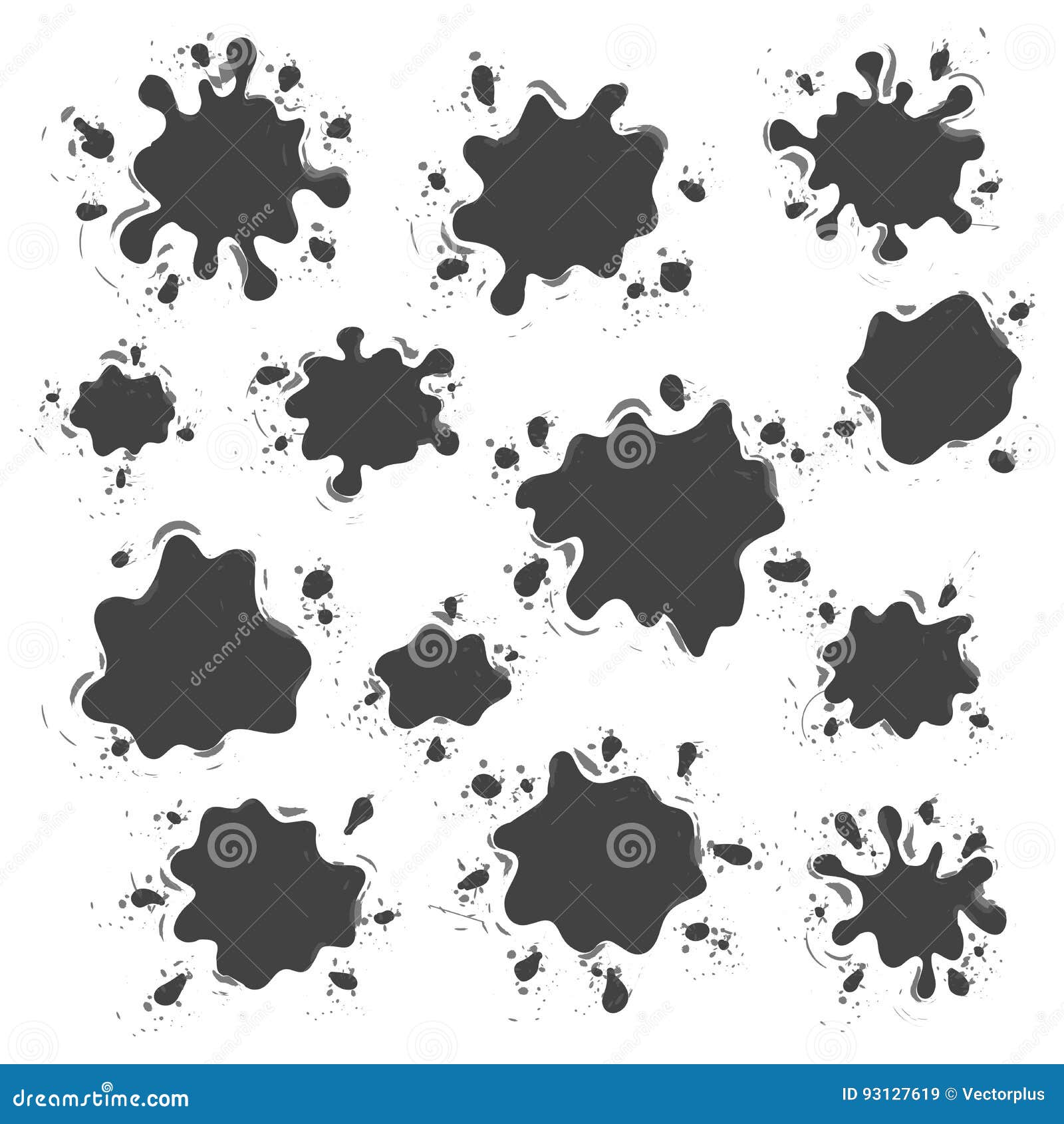 Set of abstract ink blots stock illustration. Illustration of ...