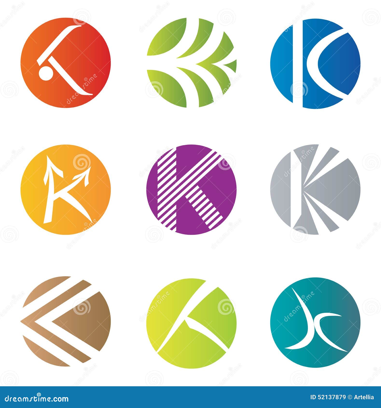 Set of 9 Abstract K Letter Icons - Decorative Elements Stock Vector ...