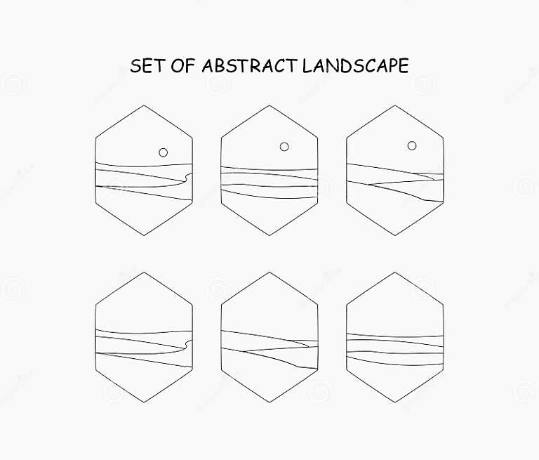 Set of Abstract Landscape. Abstract Line Landscape Stock Vector ...