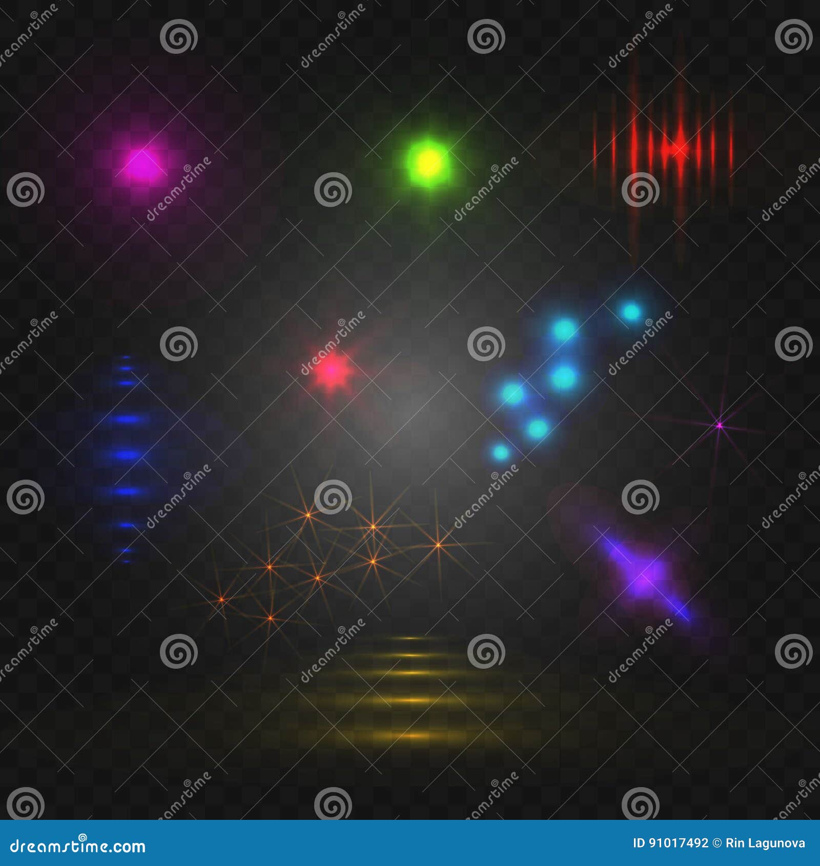 Set of Abstract Lights, VECTOR Glowing Elements Stock Vector ...