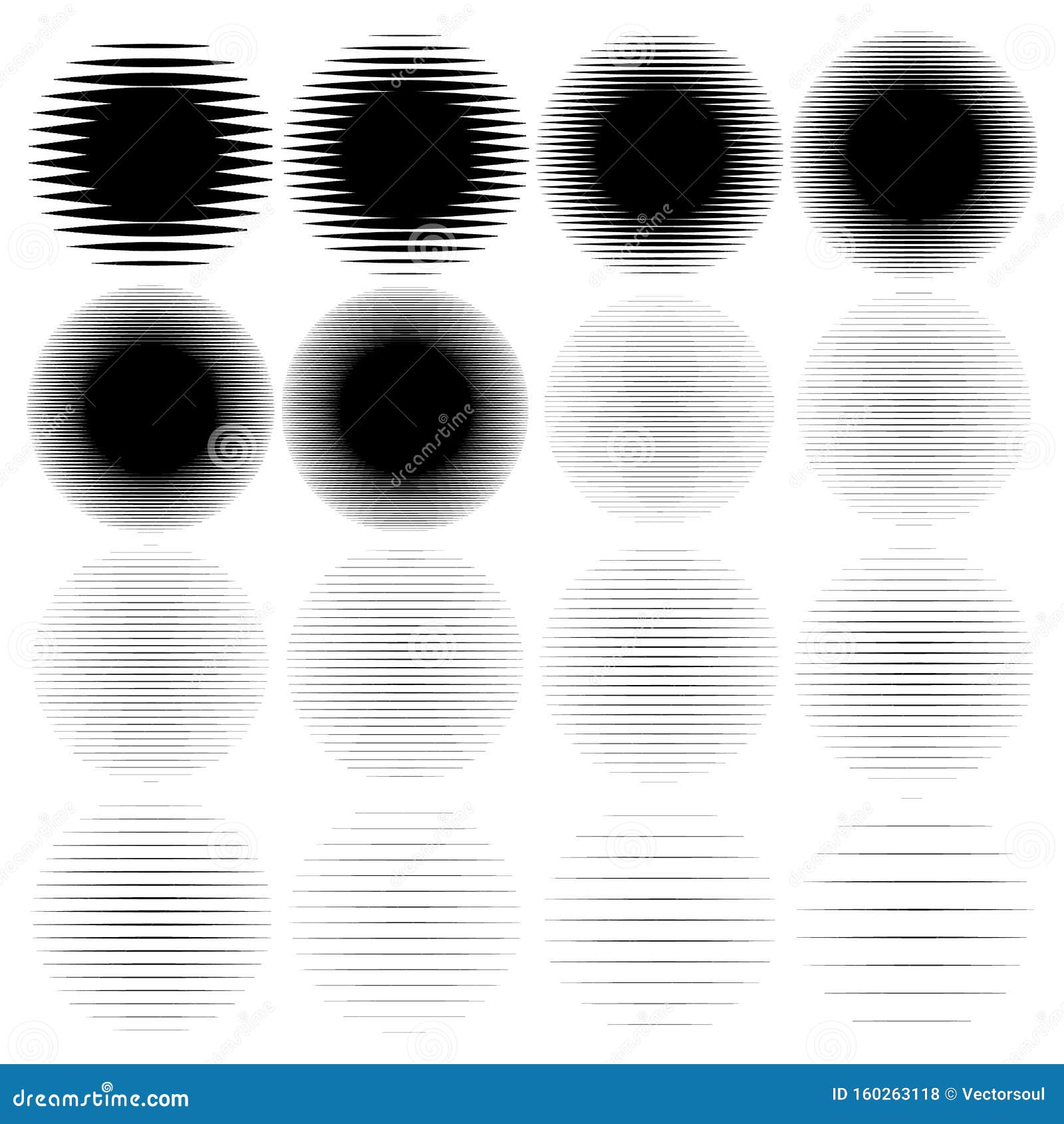 Set of Abstract Line Circles. Lines Halftone Circle Element. Parallel ...