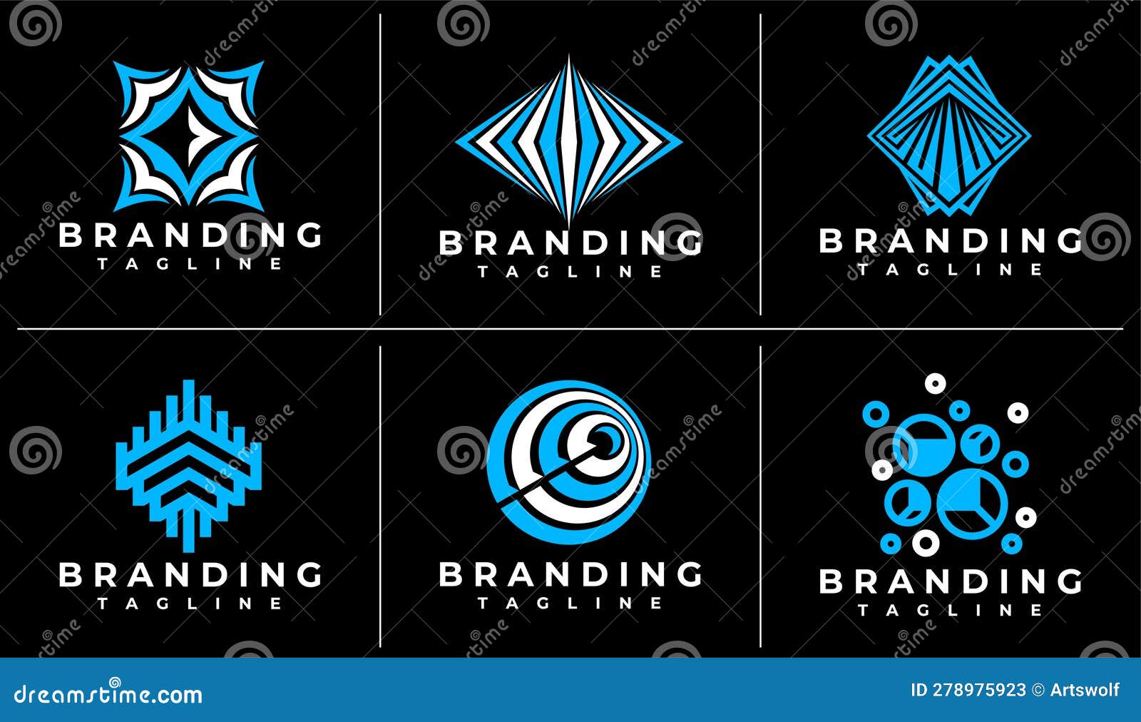 Set of Abstract Line Technology Logo Design Branding. Modern Digital ...