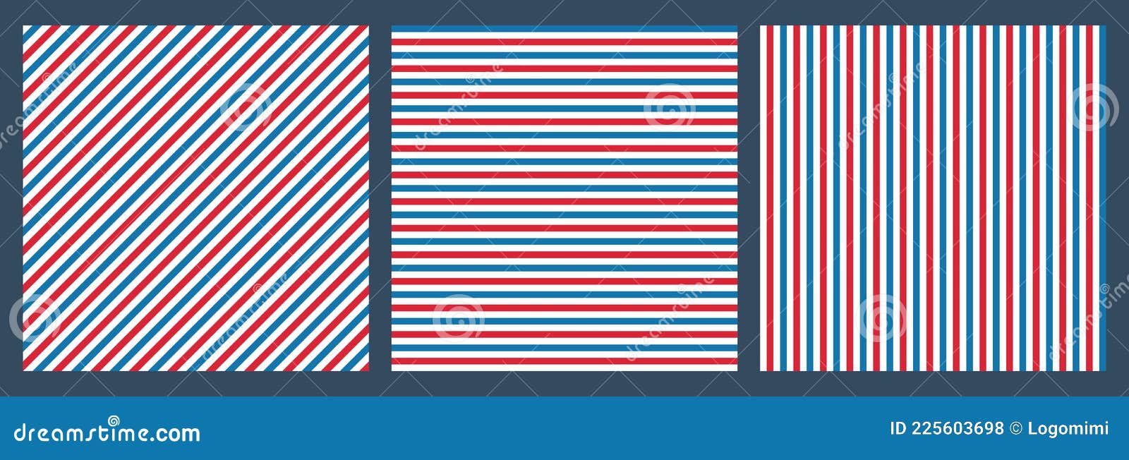Set of Abstract Lines Seamless Pattern, Red Blue and White Color ...