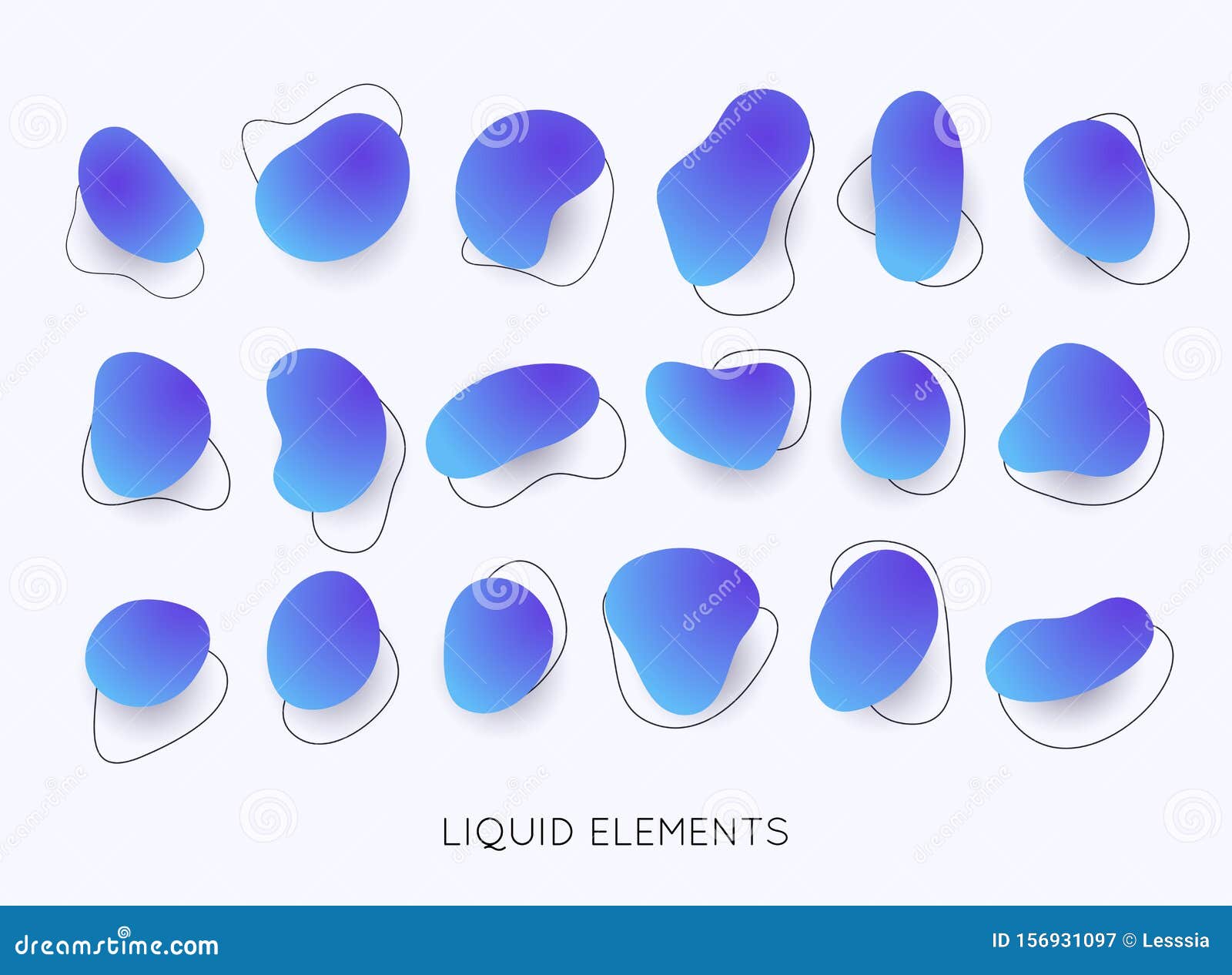 Set of Abstract Liquid Shape. Gradient Iridescent Shapes Stock Vector ...