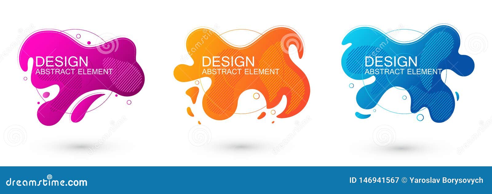 Set of Abstract Liquid Shape Graphic Elements. Colorful Gradient Fluid ...