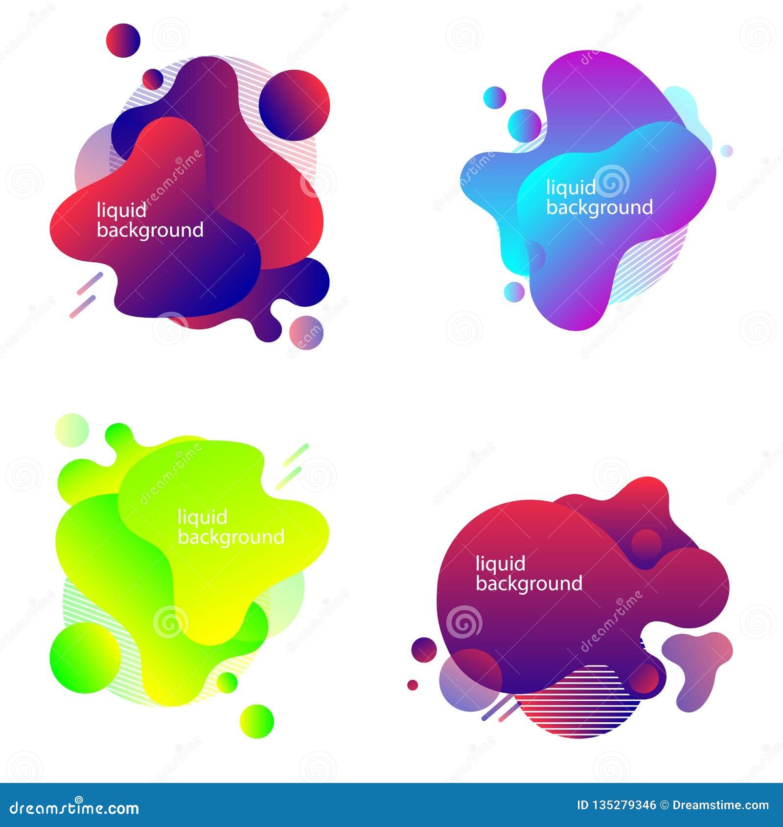 Set of Abstract Liquid Shapes. Fluid Design. Isolated Gradient Waves ...