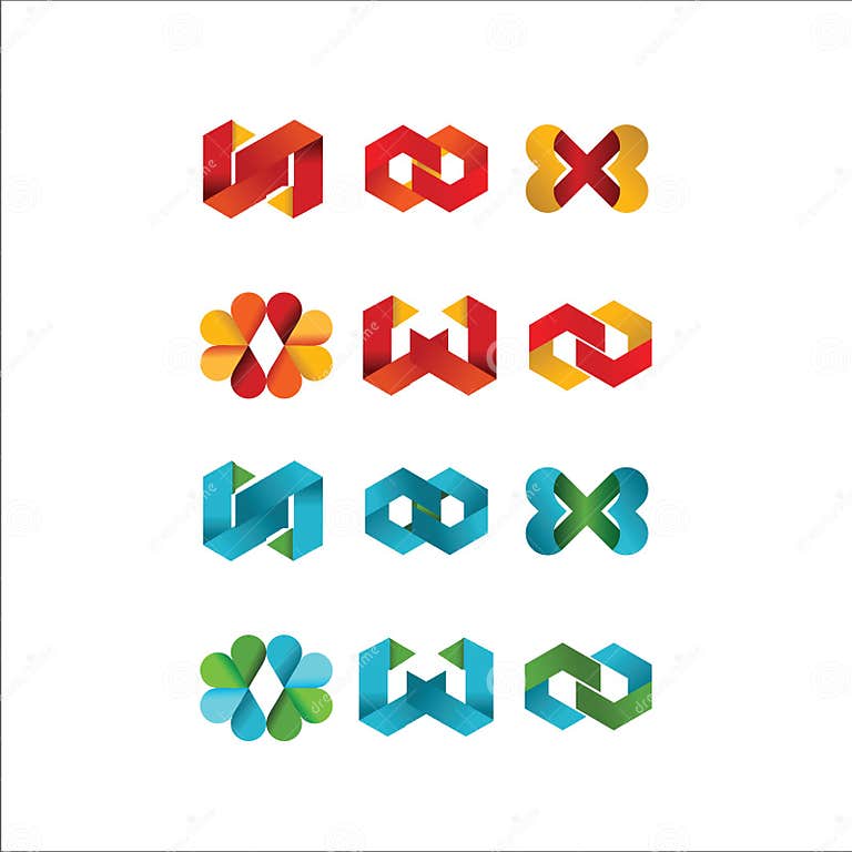 Set of Abstract Logo Design Stock Vector - Illustration of concept ...