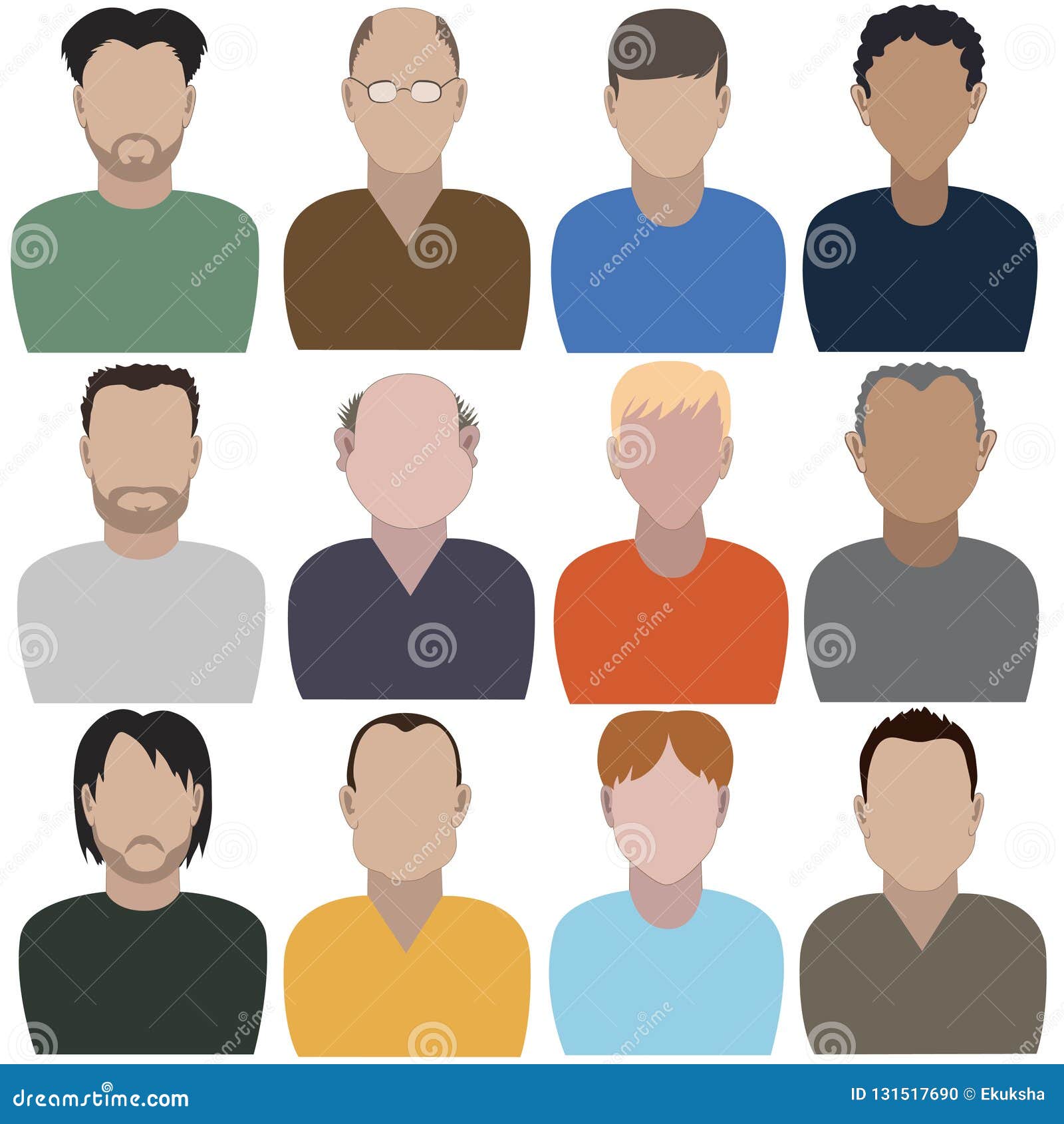 Set of Abstract Men. Full Face. Stock Vector - Illustration of business ...