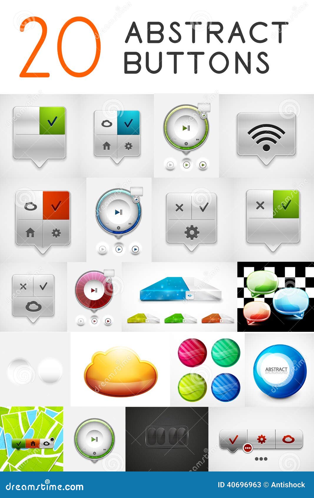 Set of Abstract Metallic Buttons Stock Vector - Illustration of empty ...