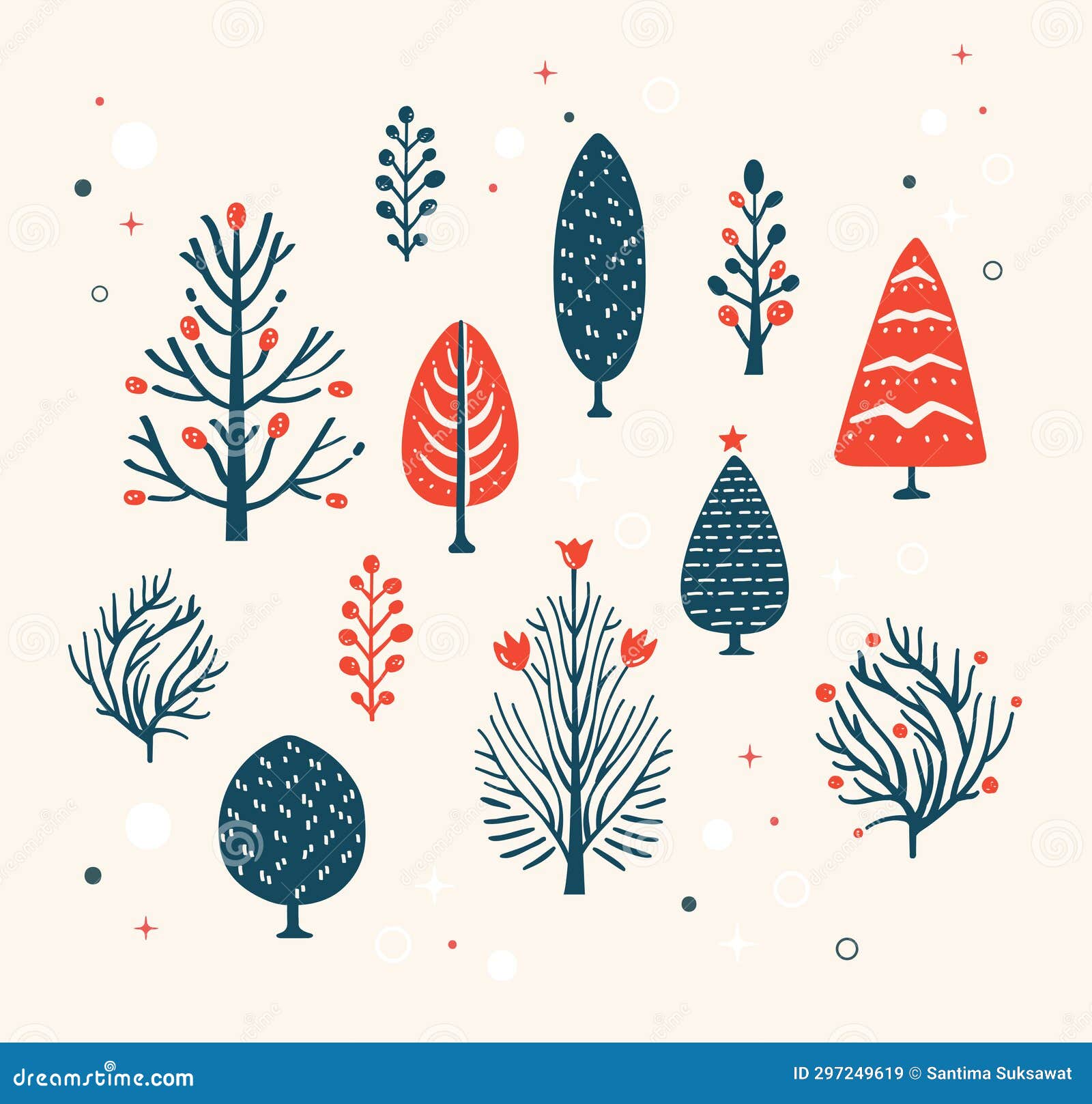 Set of Abstract Minimal Tree Elements Vector Illustration Stock Vector ...