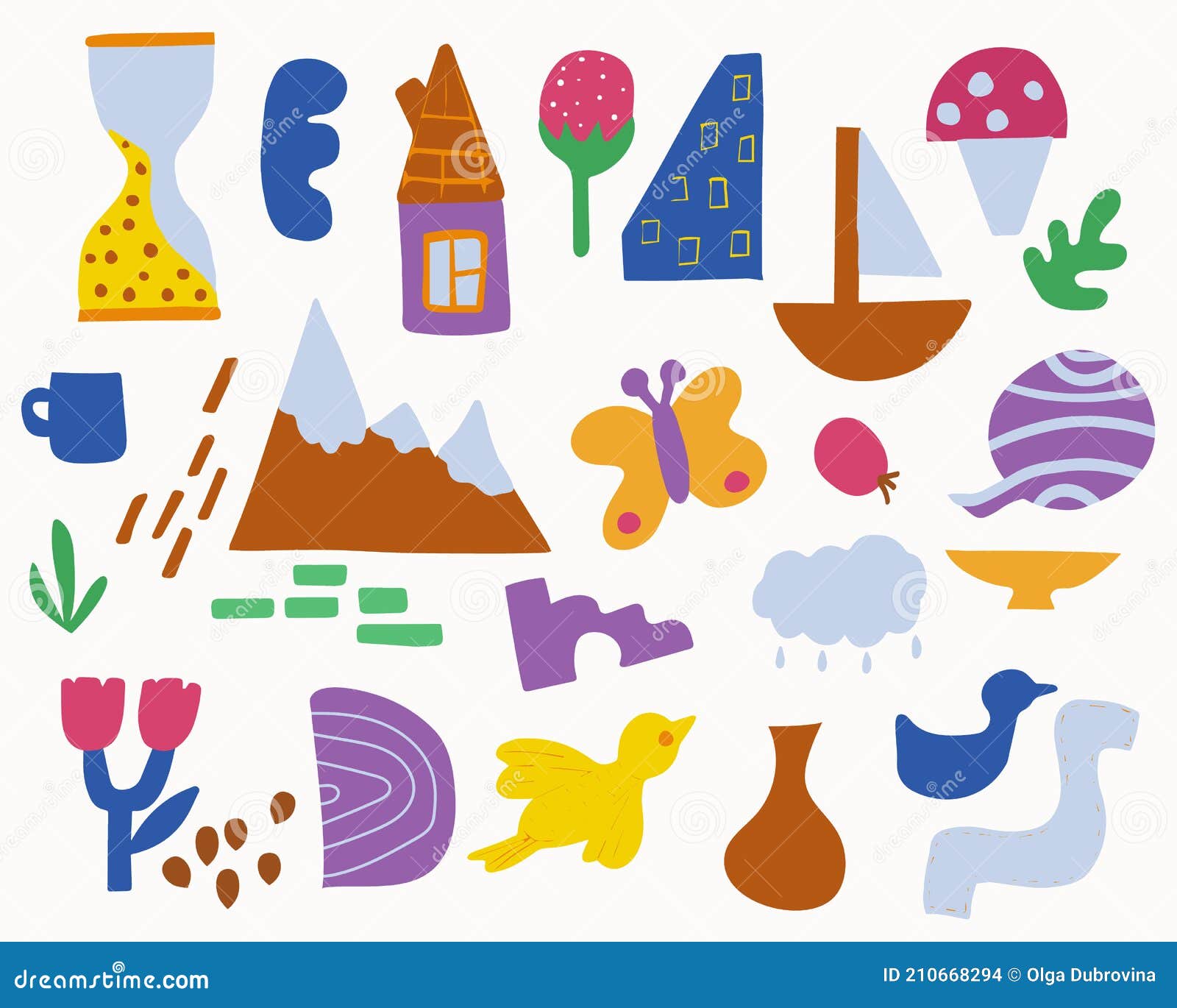 A Set of Abstract Minimalist Elements. Simple Shapes, Nature, House ...