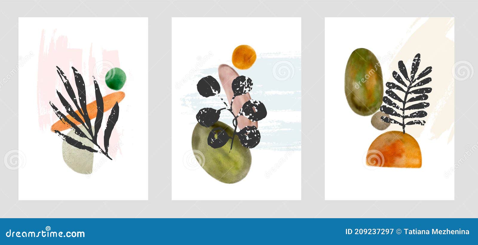 Set of Abstract Minimalistic Backgrounds with Herb Stock Vector ...