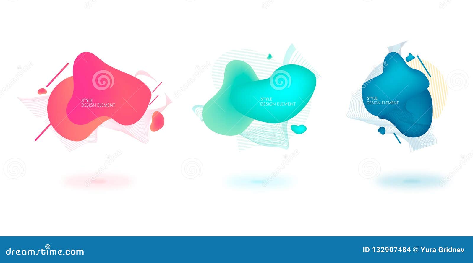 Set of Abstract Modern Graphic Elements. Dynamical Colored Forms and ...