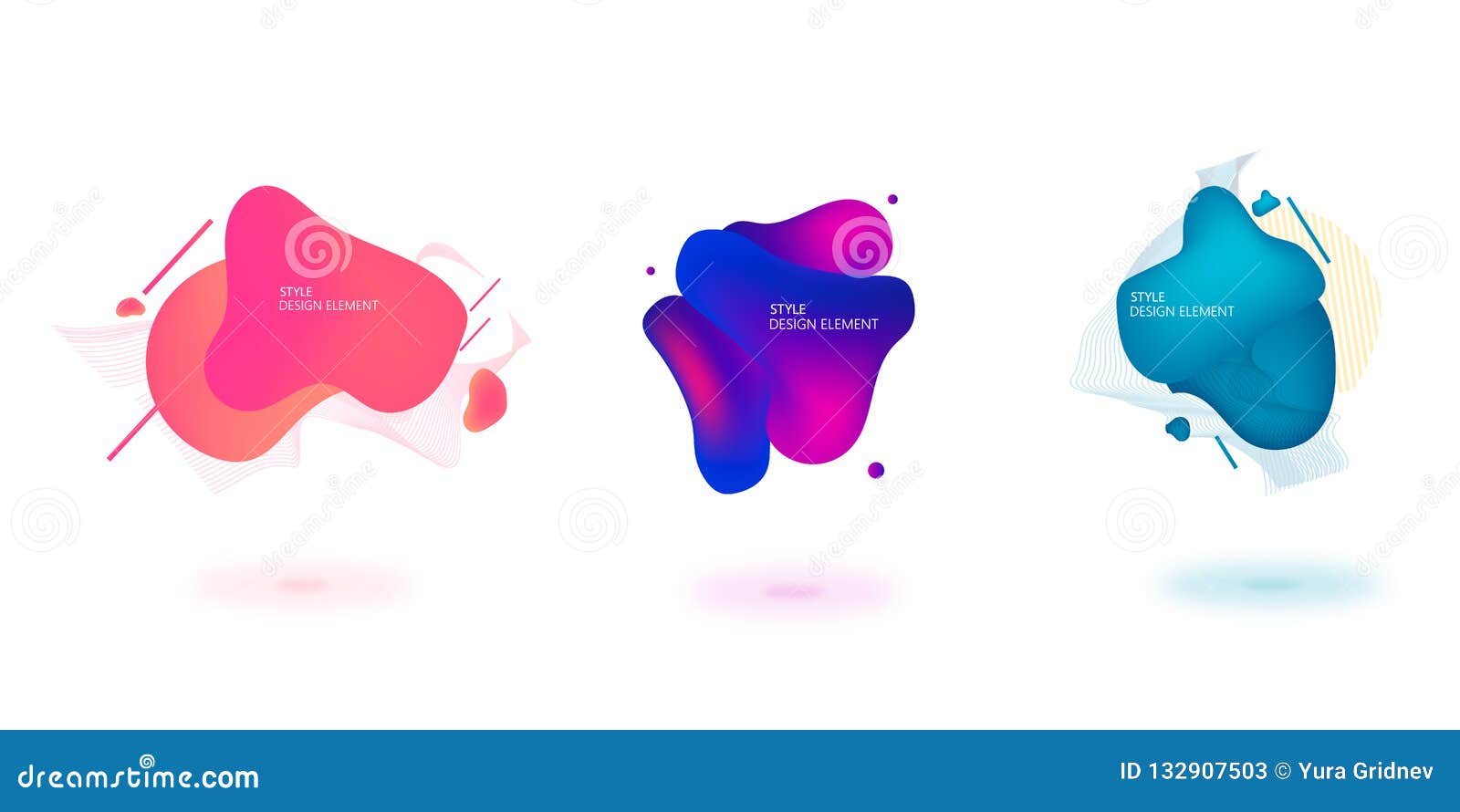 Set of Abstract Modern Graphic Elements. Dynamical Colored Forms and ...