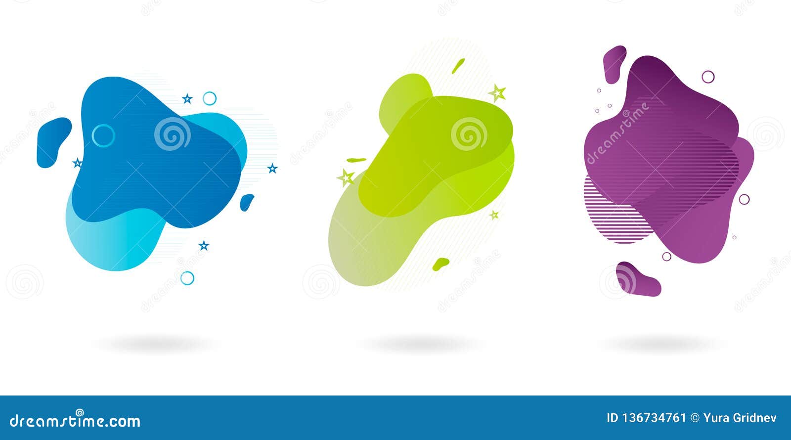 Set of Abstract Modern Graphic Elements. Dynamical Colored Forms and ...