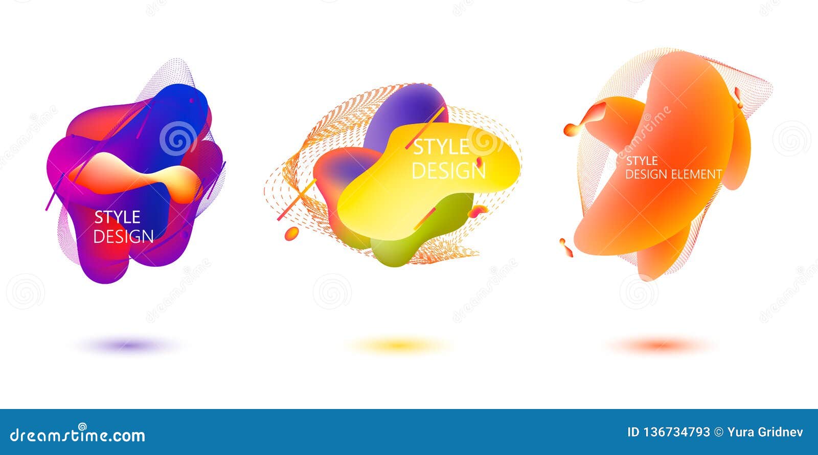 Set of Abstract Modern Graphic Elements. Dynamical Colored Forms and ...