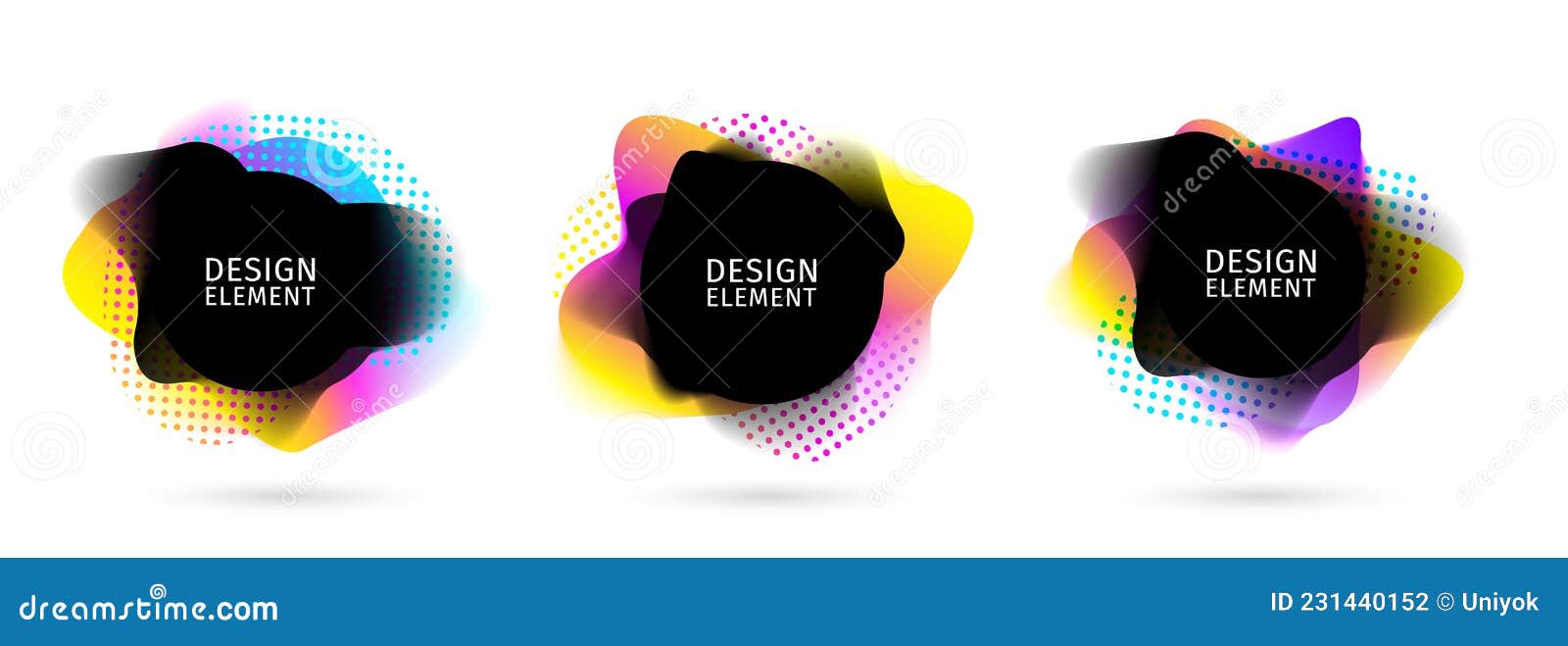 Set of Abstract Modern Graphic Elements. Dynamical Colored Forms and ...