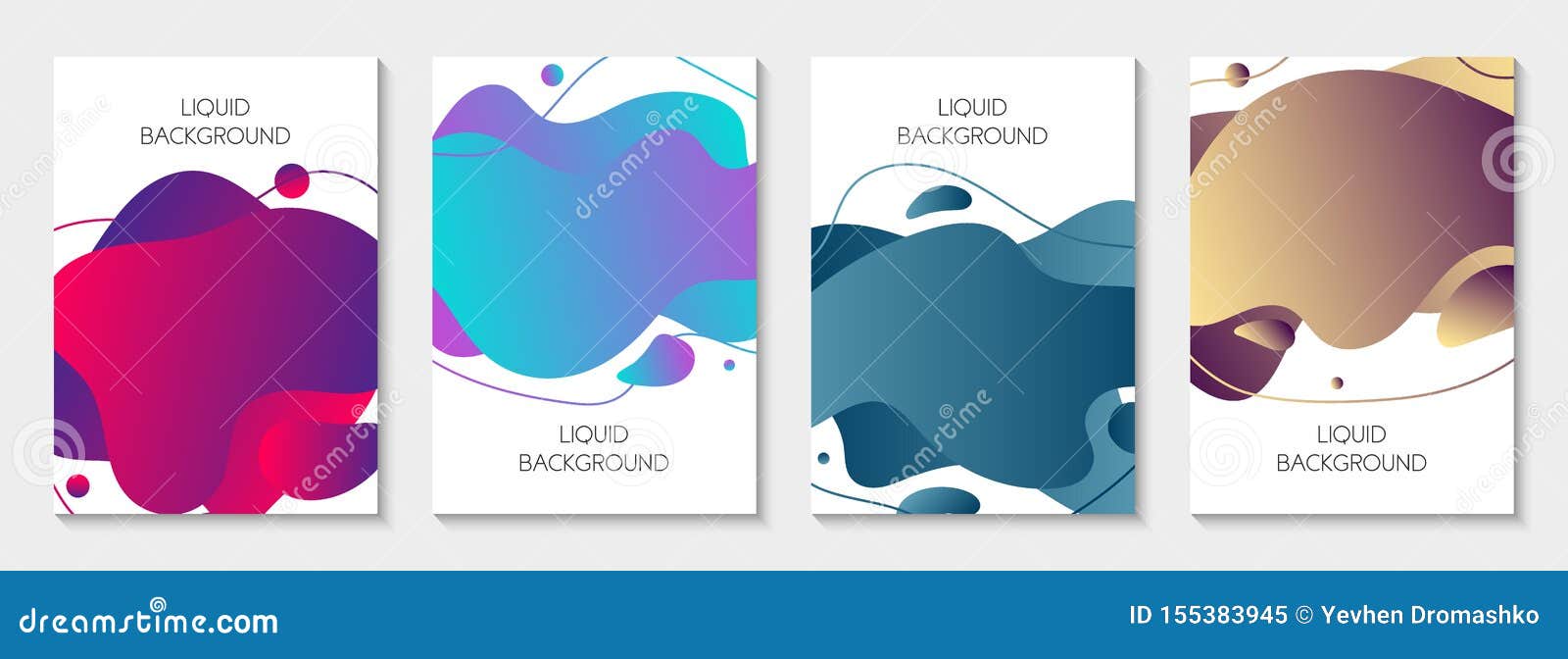 Set of 4 Abstract Modern Graphic Liquid Banners. Dynamical Waves ...