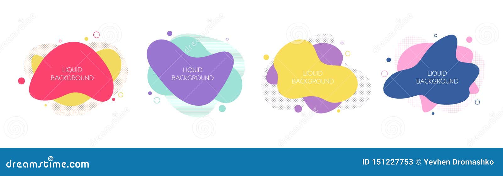 Set of 4 Abstract Modern Graphic Liquid Elements. Dynamical Waves ...