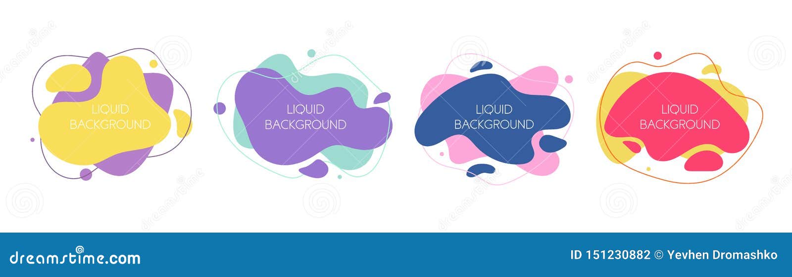 Set of 4 Abstract Modern Graphic Liquid Elements. Dynamical Waves ...
