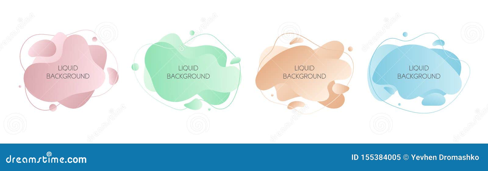 Set of 4 Abstract Modern Graphic Liquid Elements. Dynamical Waves ...