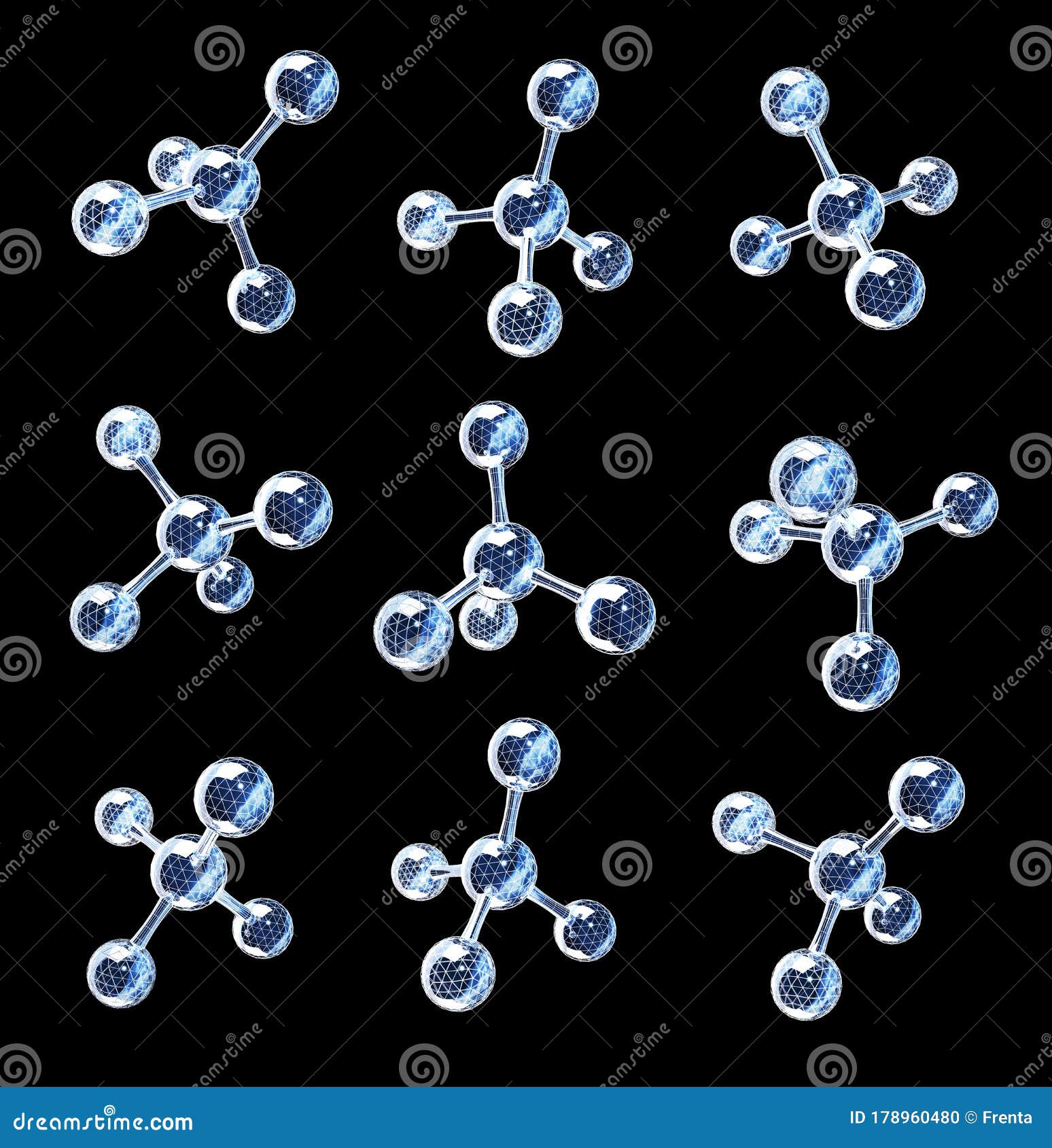 Set of Abstract Molecular Structure Stock Illustration - Illustration ...