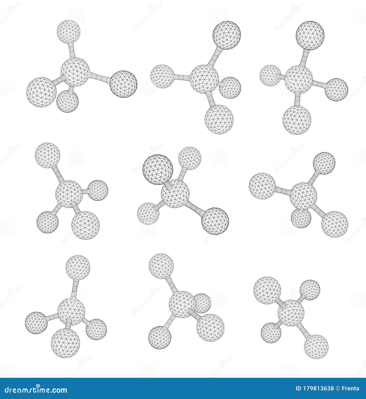 Set of Abstract Molecular Structure Stock Illustration - Illustration ...