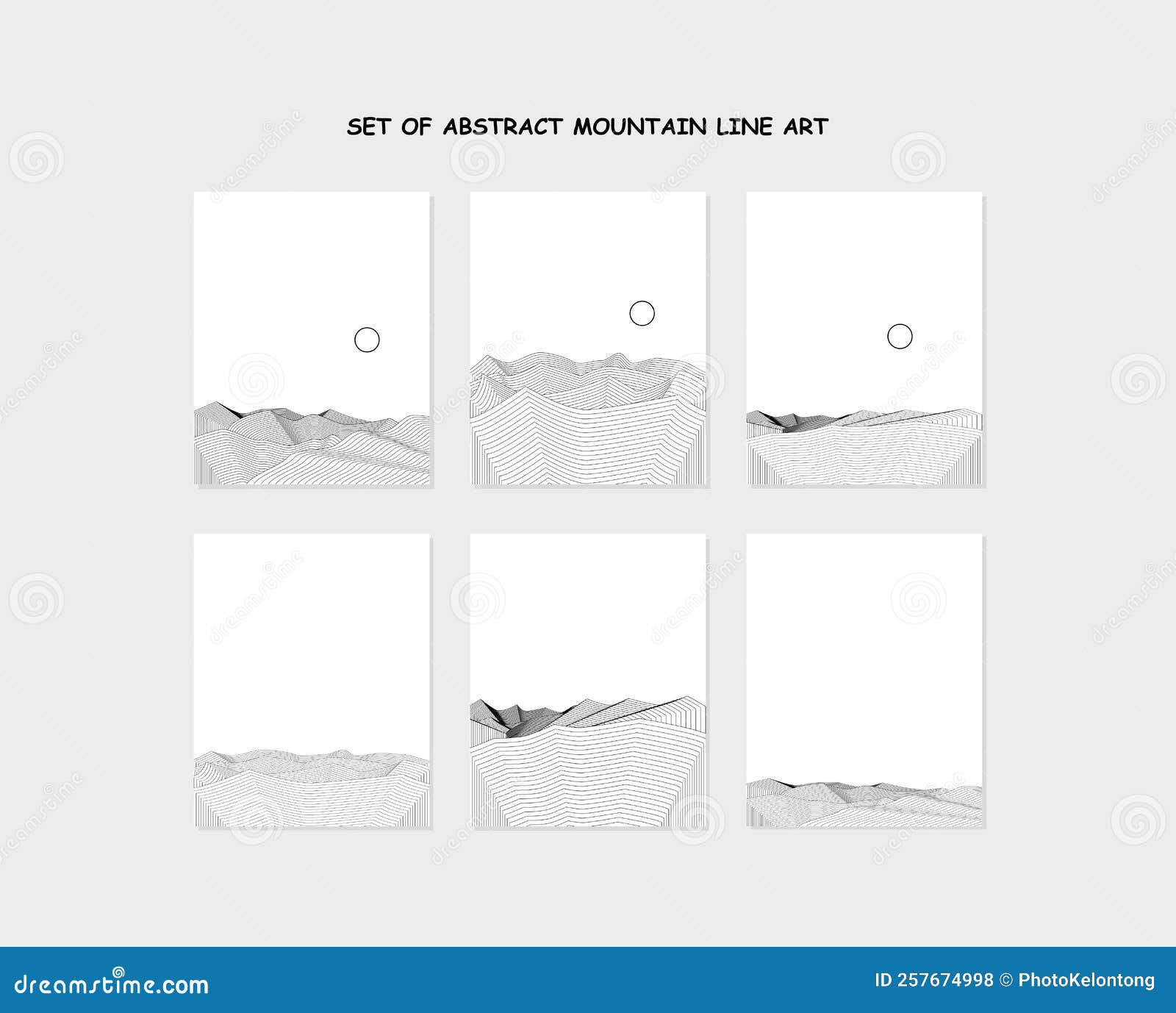 Set of Abstract Mountain Line Art Stock Vector - Illustration of sketch ...