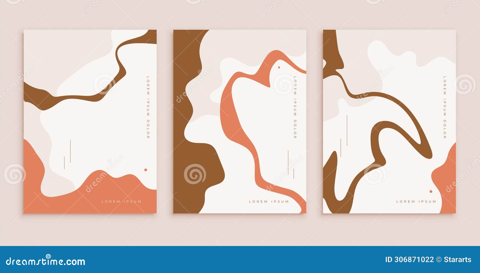 Set of Abstract Natural Line Art Poster in Hand Drawn Style Stock ...