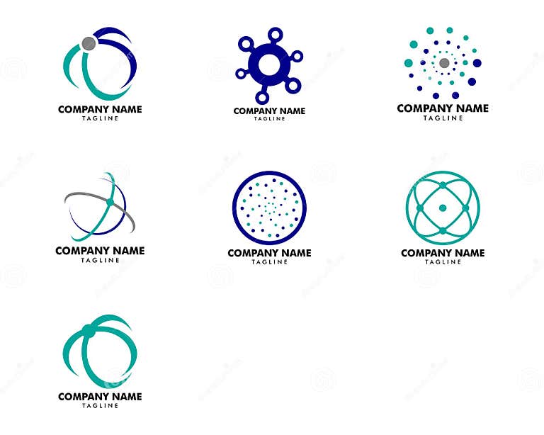 Set of Abstract Network Connection Icon Logo Design Vector Illustration ...