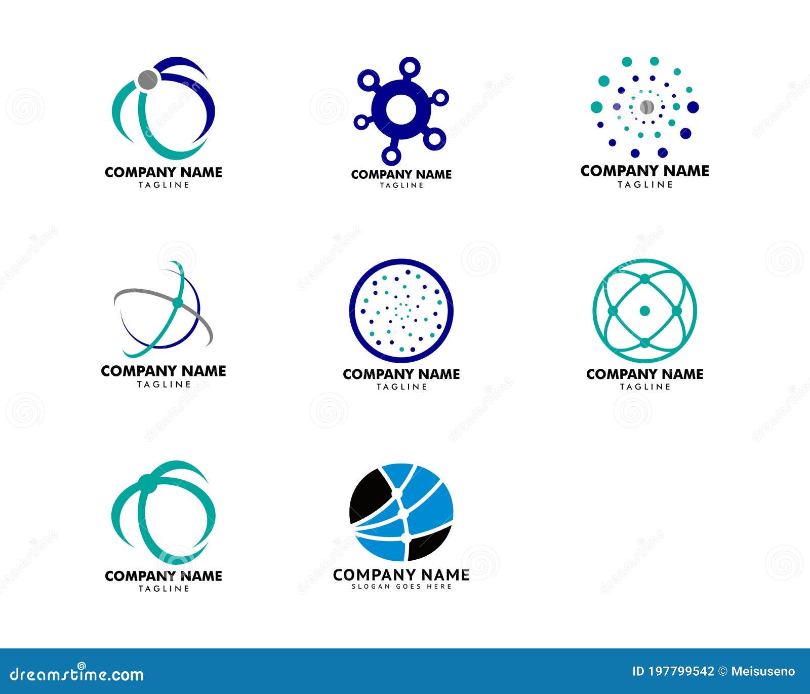 Set of Abstract Network Connection Icon Logo Design Vector Illustration ...