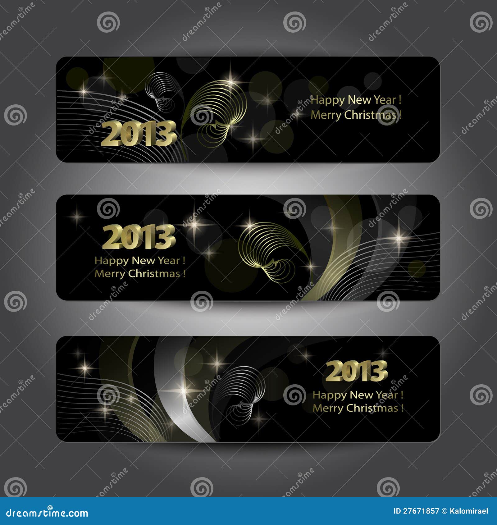 Set of Abstract New Year Headers Stock Vector - Illustration of ...