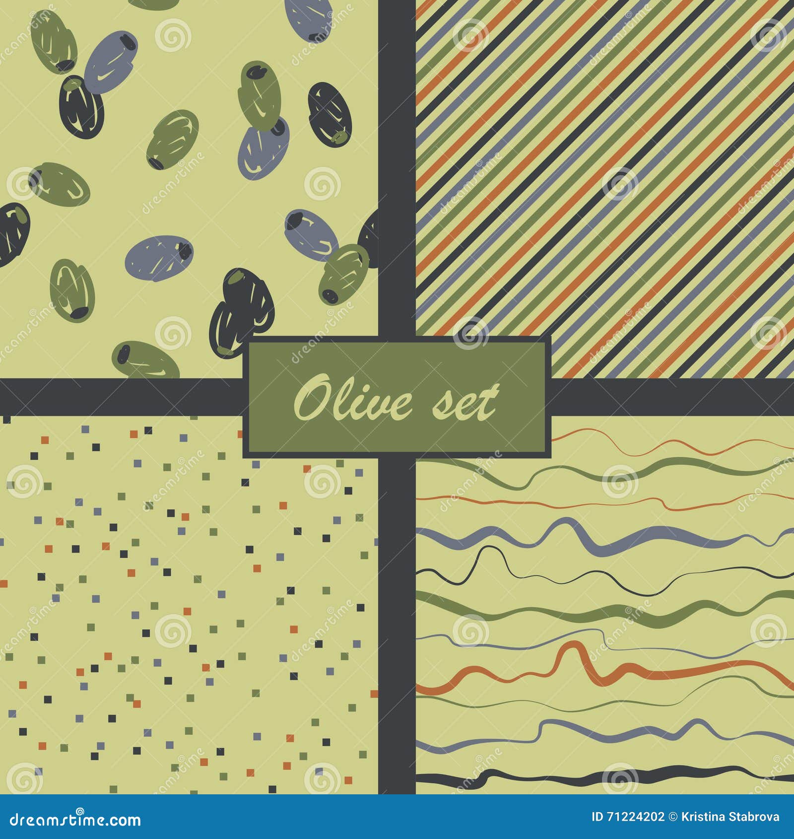 Set of Abstract Olive Patterns. Vector Illustration Stock Vector ...