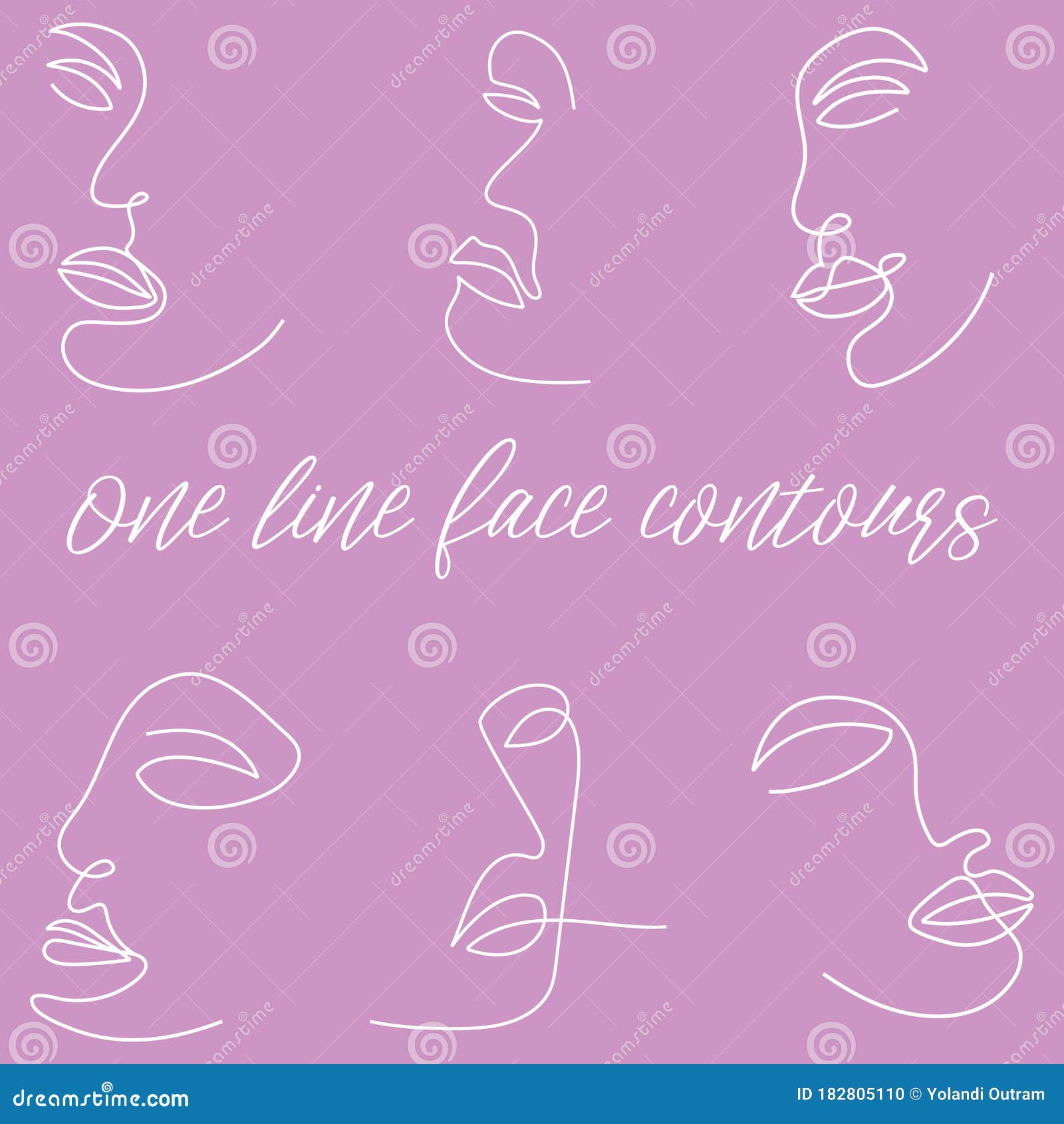 Set of Abstract One Line Face Drawings Stock Vector - Illustration of ...