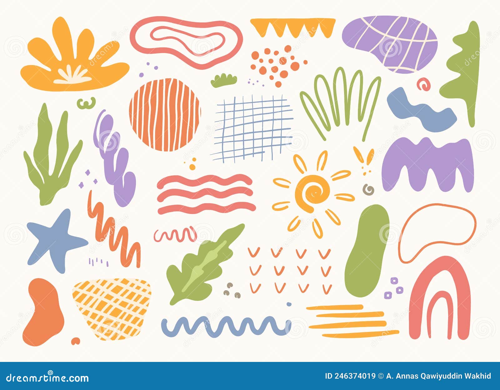 Set of Abstract Organic Shape. Hand Drawn Doodle Art Stock Vector ...